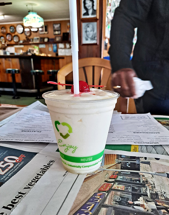 Even the drinks come with a side of coastal charm. This pi&ntilde;a colada isn't pretending to be fancy&mdash;it's just promising a good time.