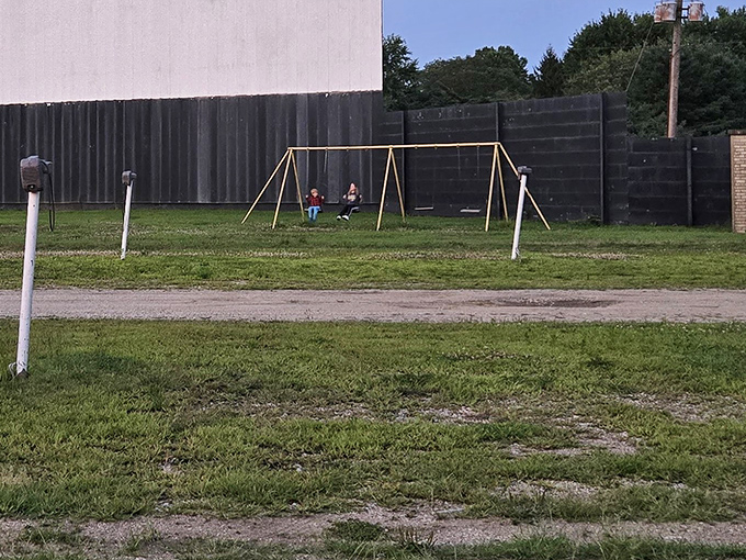 Kids burning off energy at the playground before showtime &ndash; a brilliant feature that's saved many parents' sanity during double features.