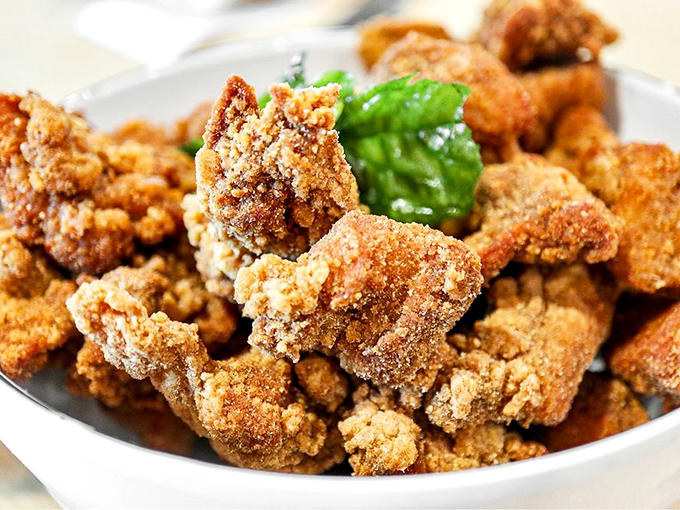 Popcorn chicken that puts the Colonel to shame. These golden nuggets of joy are the reason stretchy pants were invented.