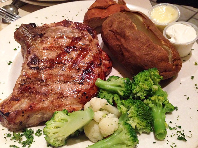 This pork chop isn't just cooked, it's respected &ndash; served alongside vegetables that weren't merely an afterthought but worthy companions.