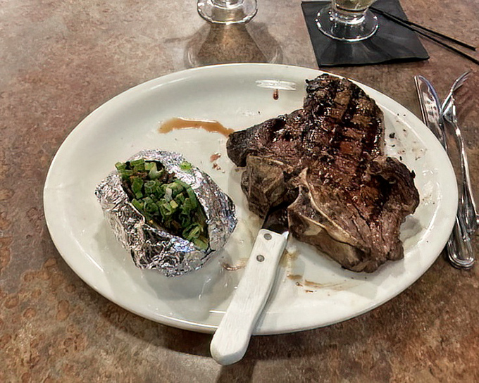 This porterhouse steak looks like it could arm-wrestle you and win &ndash; deliciously intimidating.
