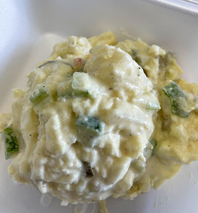 Not your average potato salad. This creamy, chunky masterpiece with visible herbs proves that side dishes deserve the spotlight too.