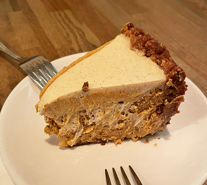 A slice of heaven that makes you question why pumpkin only gets attention in fall. This cheesecake deserves year-round devotion.