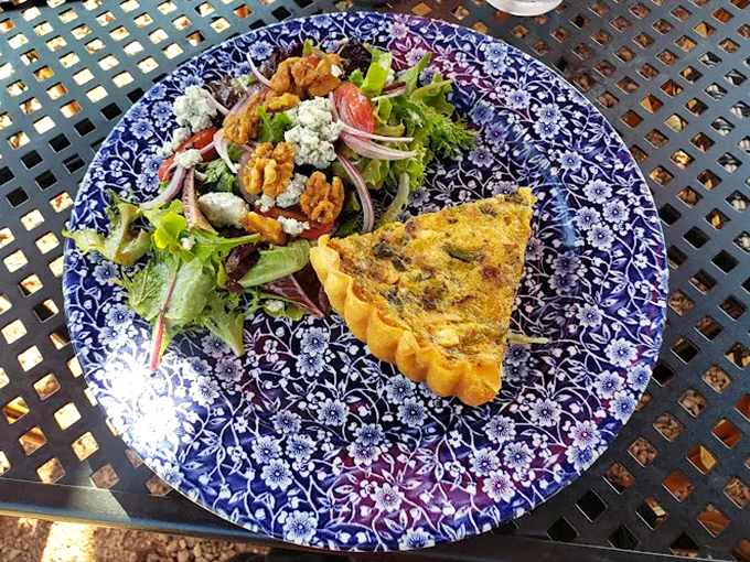 Quiche that would make a French chef nod approvingly, paired with a salad that proves vegetables can be more than an obligation.