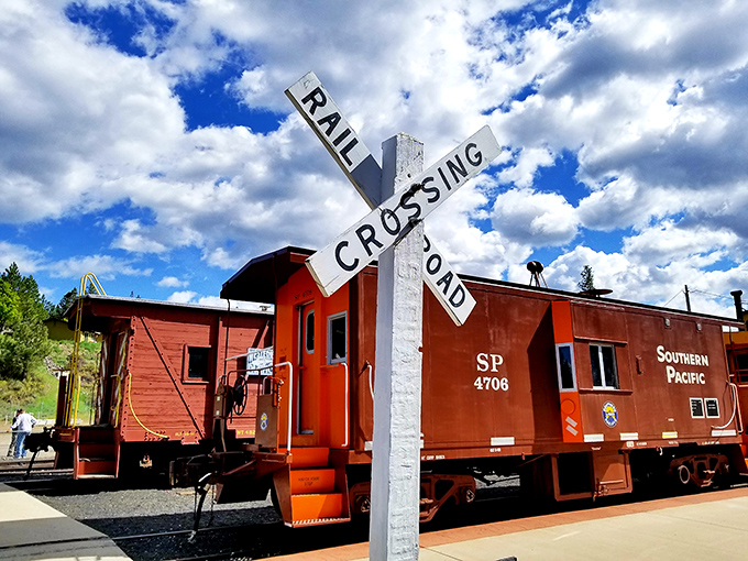 All aboard for railroad history! The Western Pacific Railroad Museum's vintage caboose stands as a testament to Portola's railway roots.