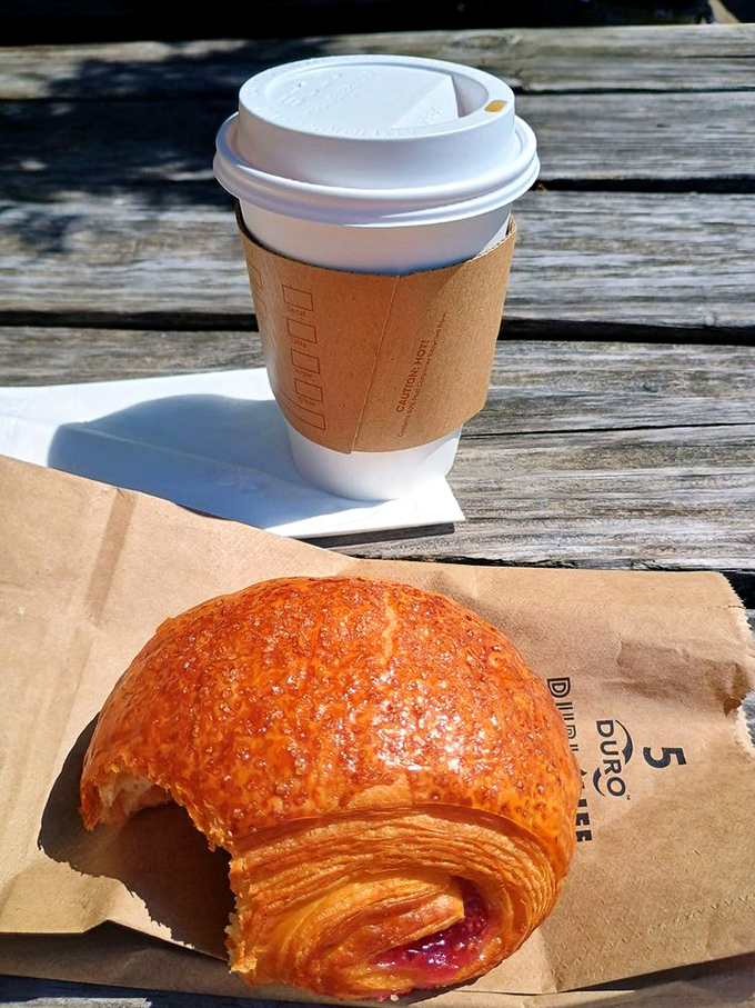 Morning sunshine in pastry form &ndash; a raspberry croissant that makes you understand why people willingly wake up early.