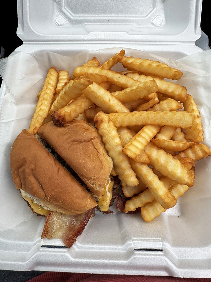 This sandwich with its melty cheese and crispy fries could make even a vegetarian question their life choices.