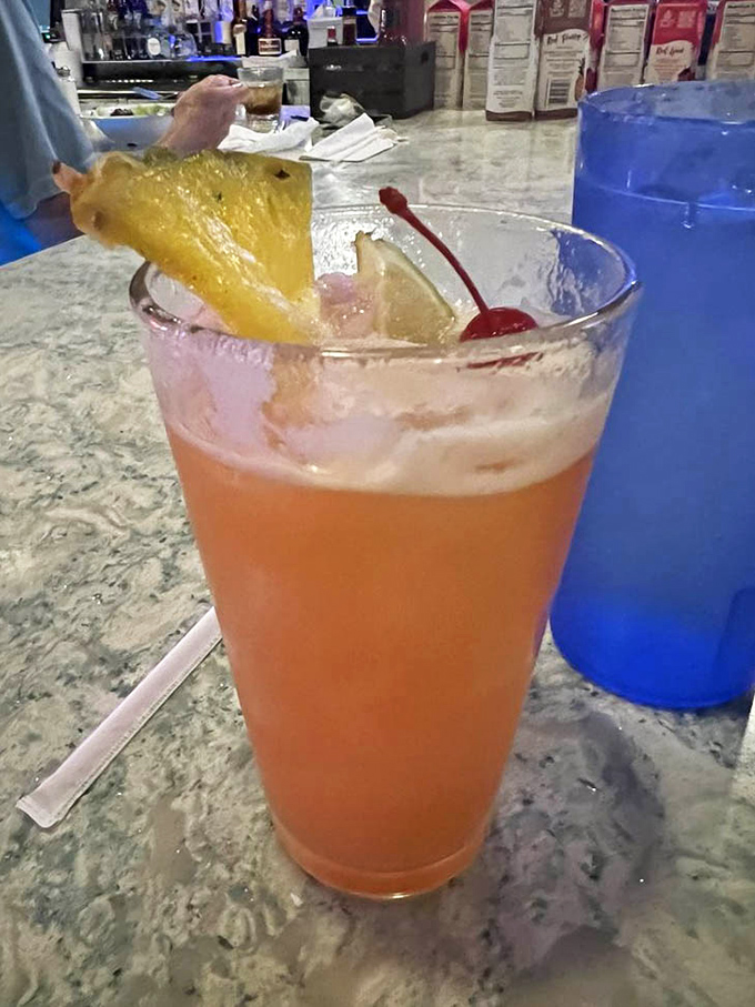 A rum runner that's working overtime &ndash; part tropical vacation, part sunset in a glass. Florida in liquid form.