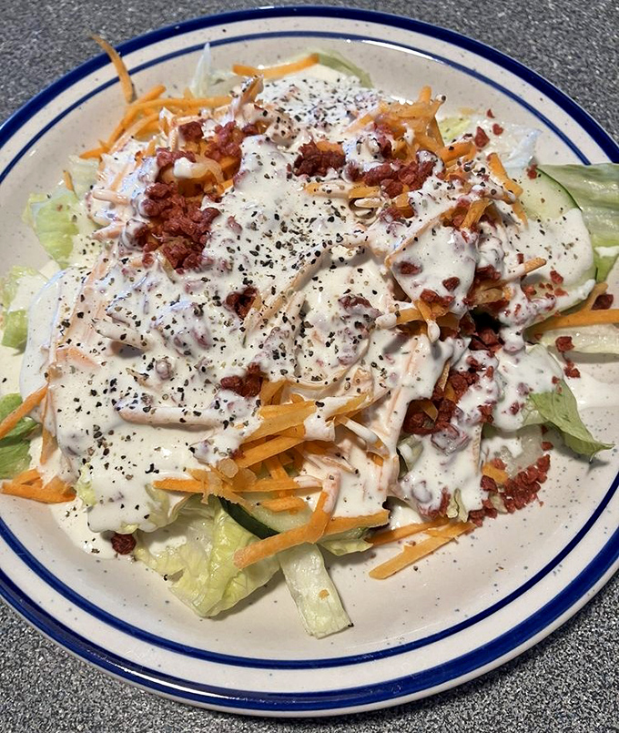 This salad has more toppings than lettuce&mdash;exactly how buffet salads should be when you're pretending to eat healthy.