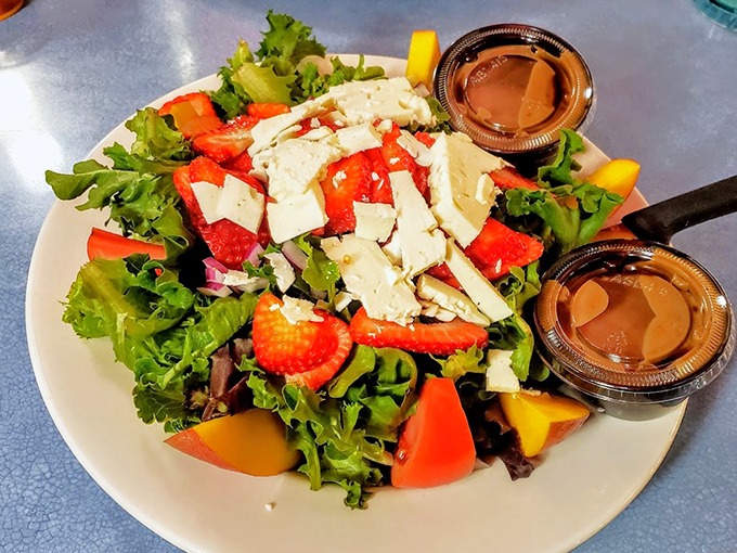 Even salad gets star treatment here&mdash;fresh greens, vibrant vegetables, and generous cheese portions prove healthy eating doesn't have to be punishment.