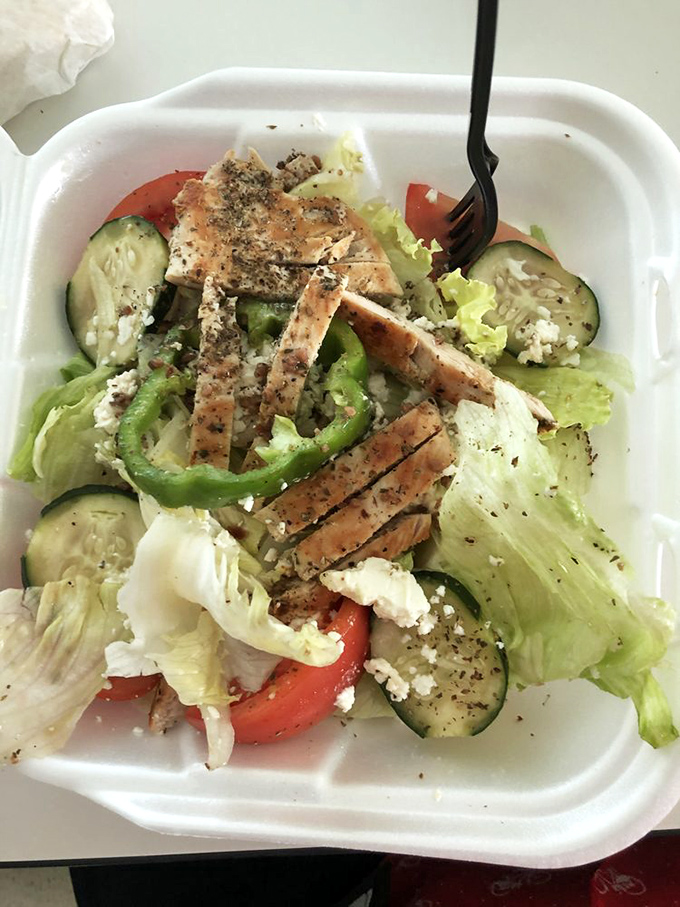 A Greek salad that brings Mediterranean sunshine to Florida—crisp vegetables, grilled chicken, and feta cheese creating the perfect guilt-free indulgence.