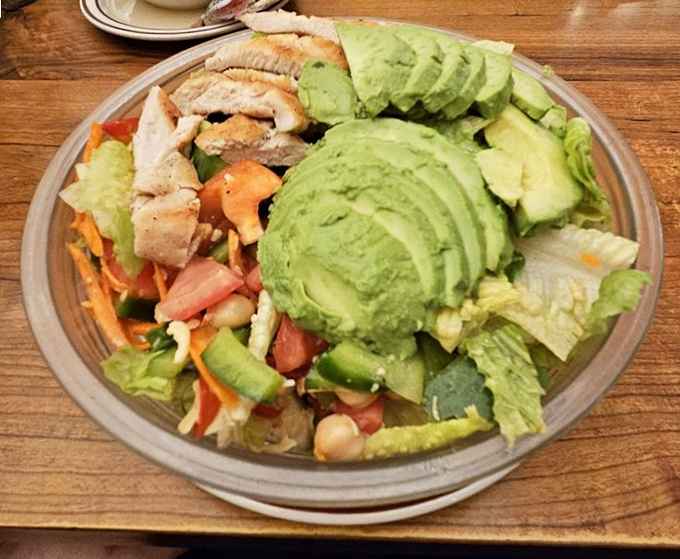 Even the salads at Canter's are generous affairs&mdash;this avocado-topped creation proves that "eating light" is a relative concept in a proper delicatessen.