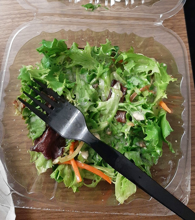 A token salad for those who need to pretend they're eating healthy before demolishing a full rack of ribs.