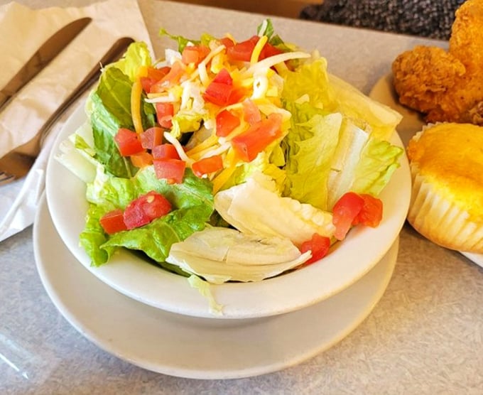Even the salads show up dressed to impress, with fresh greens, vibrant tomatoes, and cheese providing a lighter counterpoint.