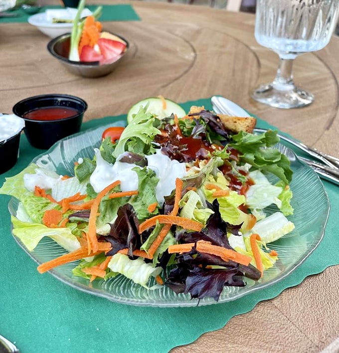 A garden on a plate – this fresh salad provides the perfect counterpoint to the richness that preceded and will follow.