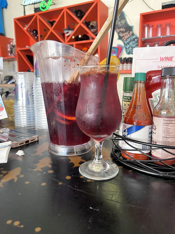 Sangria served Florida-style: generous, colorful, and ready to transport you to vacation mode with just one sip. 