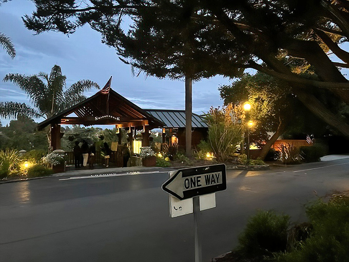 Shadowbrook Restaurant's entrance promises a dining experience as memorable as the journey to reach it&mdash;down a hillside path into culinary enchantment.