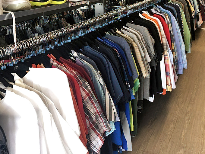 A lineup of shirts so meticulously organized it would make Marie Kondo weep tears of joy. Each one sparking someone else's joy now.