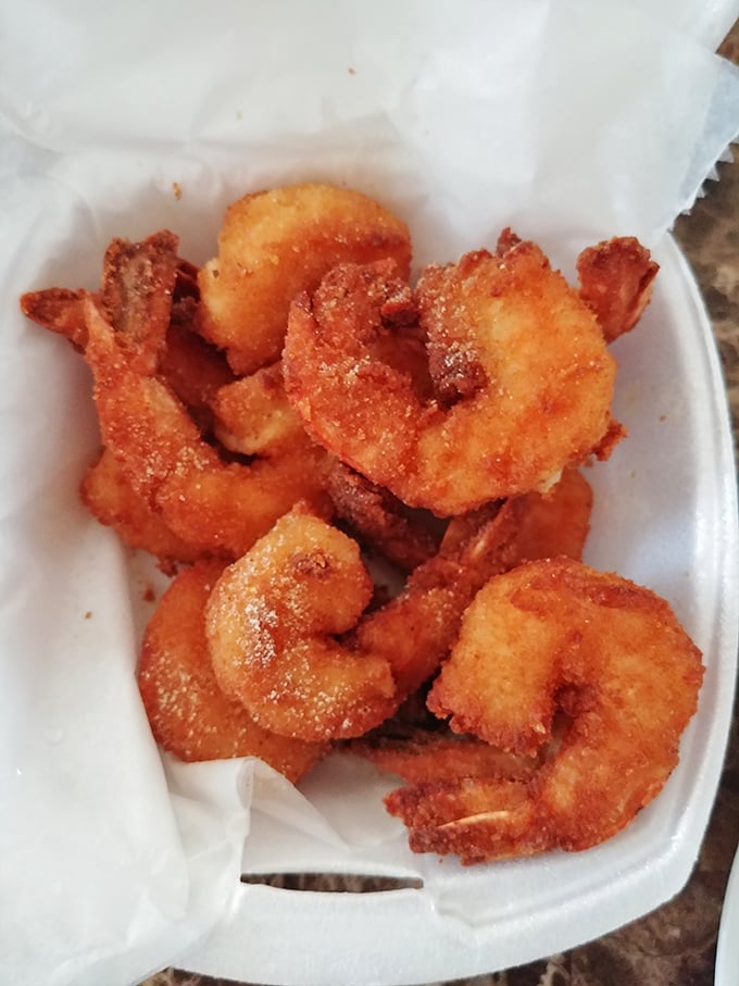 Shrimp so perfectly golden they could star in their own jewelry commercial, minus the pretension and markup.