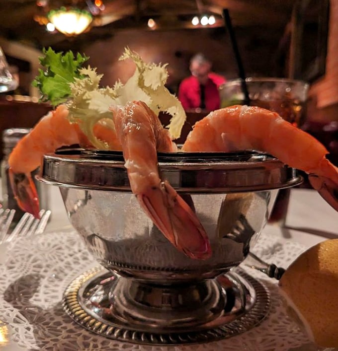 Shrimp cocktail served with old-school glamour&mdash;these crustaceans are dressed better than most people at the Oscars.