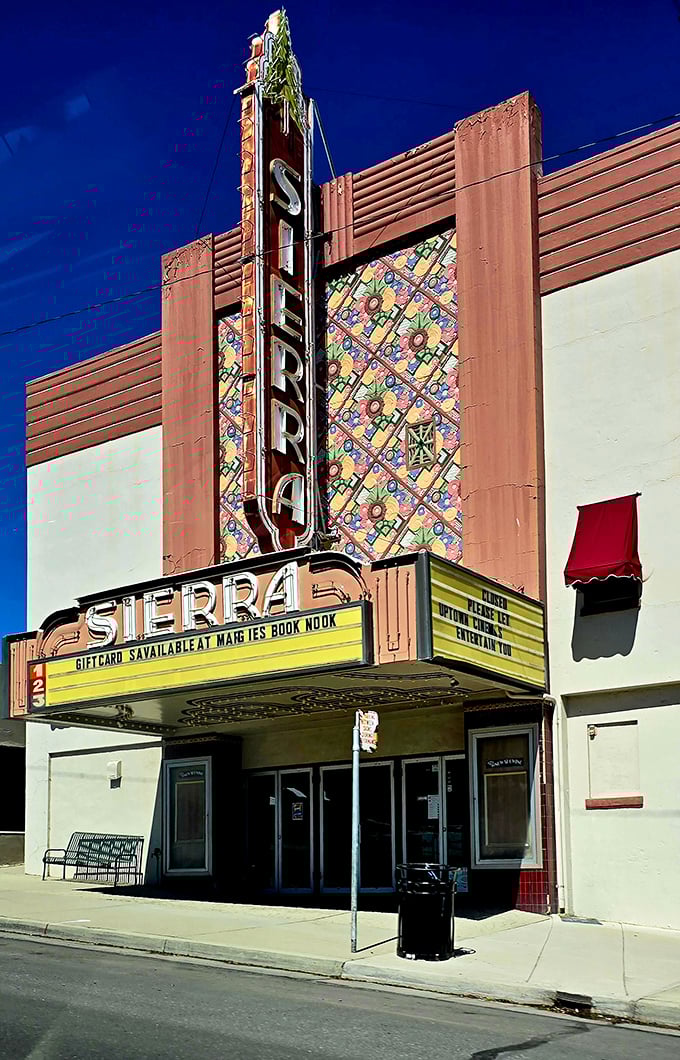 The Sierra Theater's vintage marquee transports you to a time when movie nights were events and popcorn didn't require a small loan.