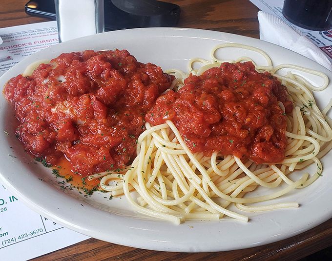 Spaghetti with meatballs the size of baseballs&mdash;sauce so robust it deserves its own Italian passport.