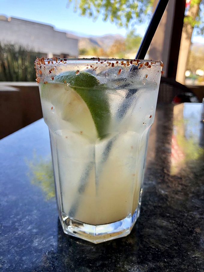 A margarita with attitude &ndash; rimmed with spice and filled with promise. The perfect companion for seafood adventures.