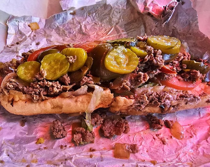 Those pickles aren't just garnish—they're the perfect tangy counterpoint to the rich meat. A flavor balancing act worthy of the circus.