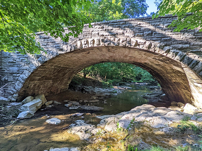 Engineering meets artistry. This CCC-built stone arch bridge has spanned McCormick's Creek for generations, proving that infrastructure can indeed be beautiful.