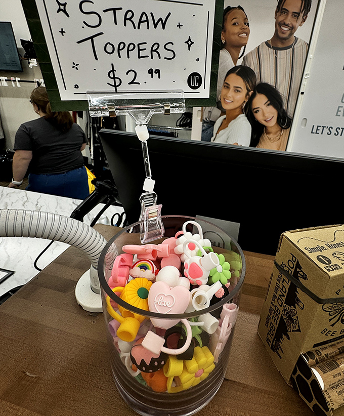Quirky finds like these colorful straw toppers add whimsy to your shopping adventure. Who knew $2.99 could buy so much conversation-starting potential?