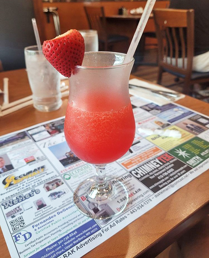 When in Maryland, a frozen strawberry daiquiri makes any meal feel like a celebration.