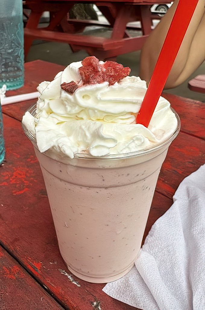 A strawberry milkshake so thick and creamy it's practically dessert with a straw&mdash;and the perfect cooling counterpoint to Houston heat.