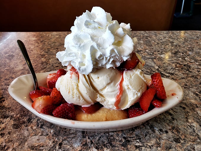 This strawberry shortcake isn't just dessert&mdash;it's a towering monument to summer, crowned with enough whipped cream to make your cardiologist wince approvingly.