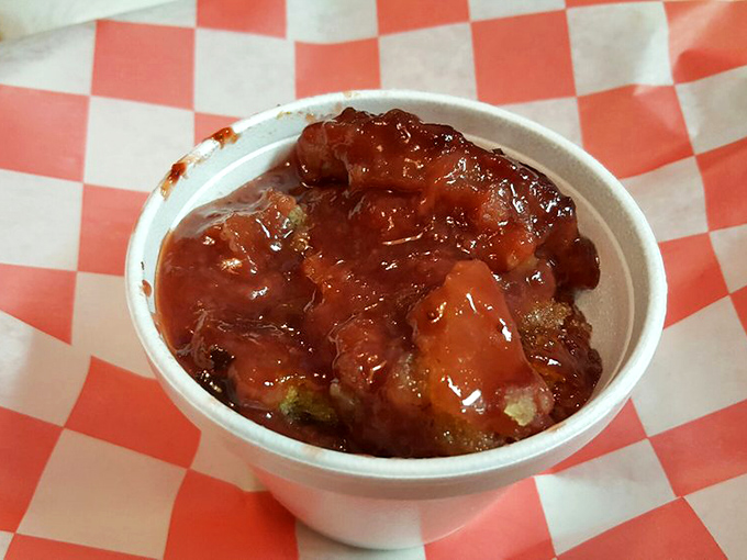 This isn't just cobbler &ndash; it's summer captured in a cup. Fruit and sauce mingling like old friends at a reunion.