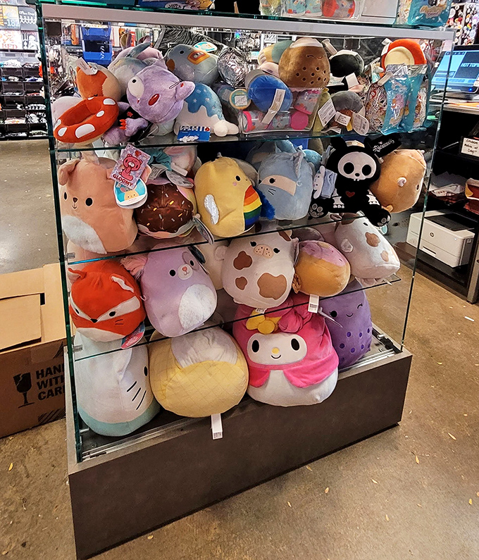 Plush toy headquarters where resistance is futile. Even grown adults find themselves inexplicably drawn to that avocado with eyes.