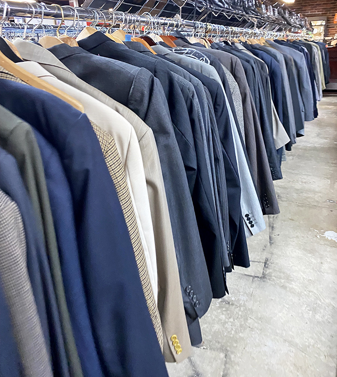 The men's suit section offers boardroom-ready options that won't require dipping into your retirement fund.