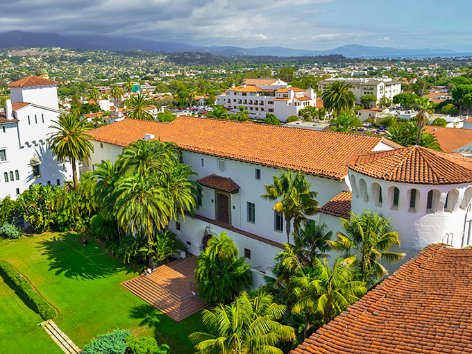 Red-tiled roofs and swaying palms create Santa Barbara's distinctive skyline. The courthouse area offers a glimpse of California's architectural heritage at its finest.