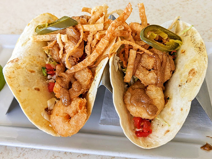 These fish tacos aren't just lunch&mdash;they're a vacation on a plate, with crispy fish, fresh vegetables, and those perfectly placed jalape&ntilde;o slices for adventurous eaters.