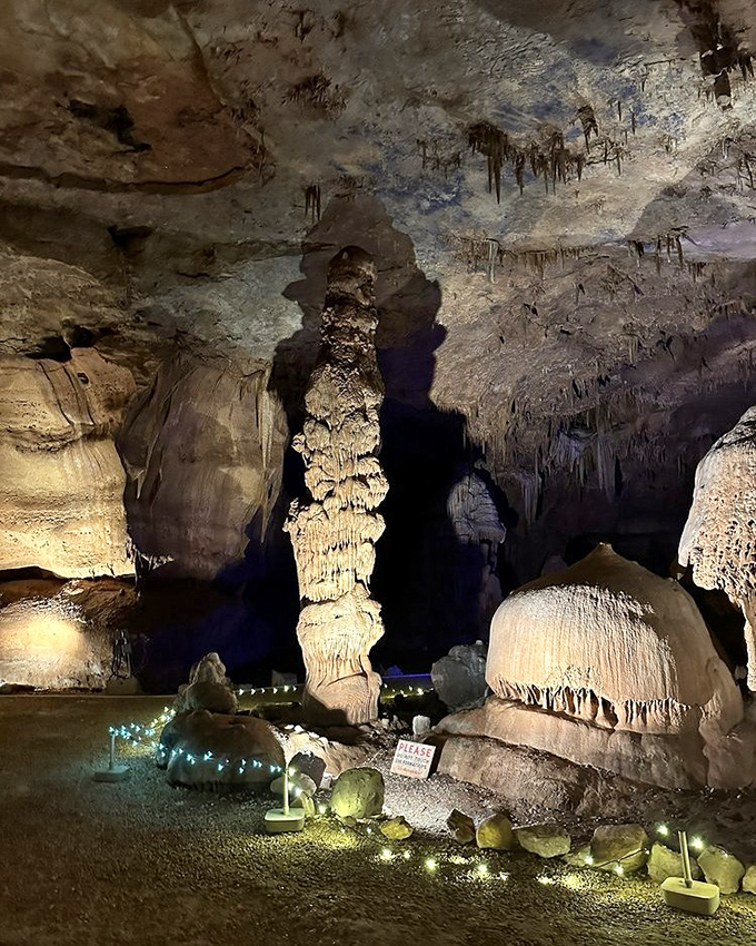This towering column stands like a sentinel guarding ancient secrets. It formed one drop at a time, a testament to the power of persistence.