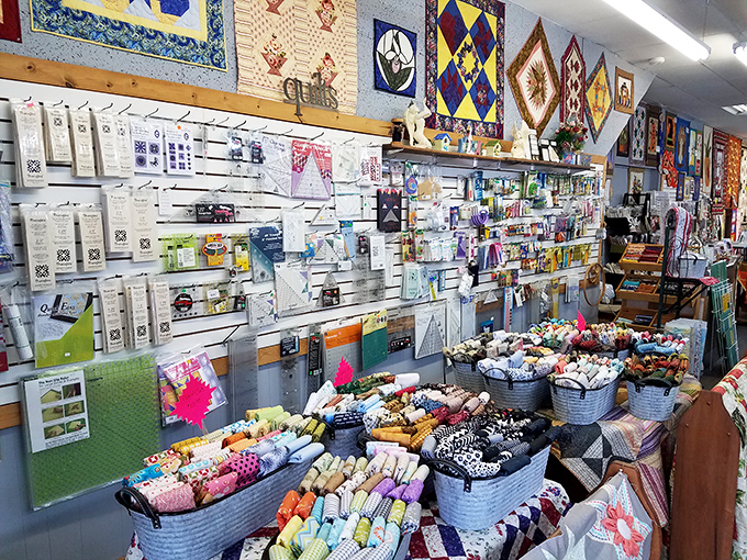 Fabric heaven! This quilting shop displays the kind of textile abundance that would make your grandmother weep with creative possibility.