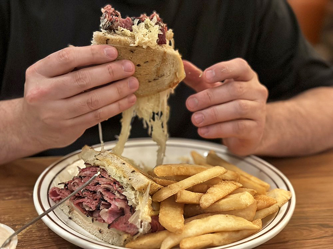 The Reuben sandwich&mdash;where melted Swiss creates strings of joy connecting you to generations of deli devotees. Worth every napkin.