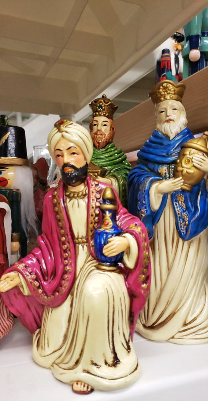 These wise men figurines have seen more Christmases than most of us. Their regal expressions say, "Yes, we're collectible now."