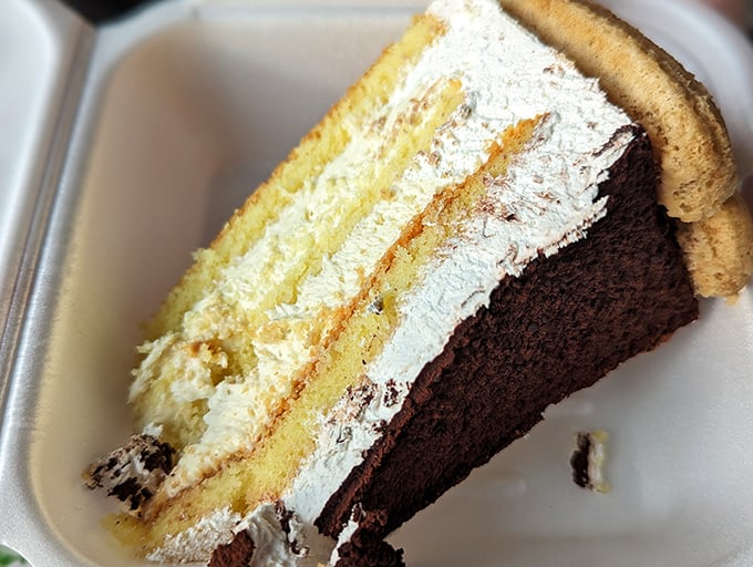 Layer upon heavenly layer of cake perfection. This isn't just dessert—it's structural engineering with a side of "I'll start my diet tomorrow."