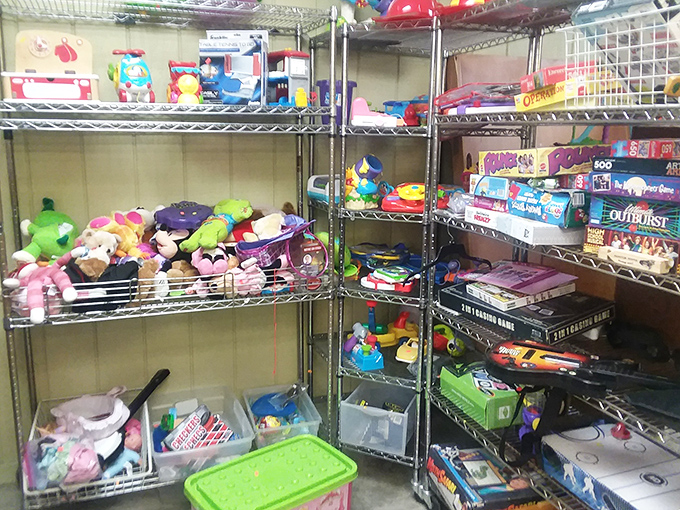 Stuffed animals and board games patiently waiting for second chances at being loved &ndash; nostalgia sold separately.