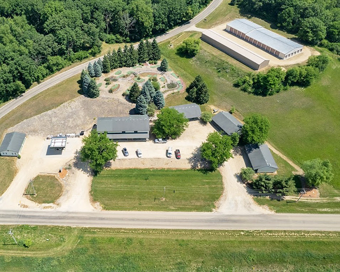 From this aerial view, you'd never guess this peaceful rural property holds stories and memories for countless visitors over the years.