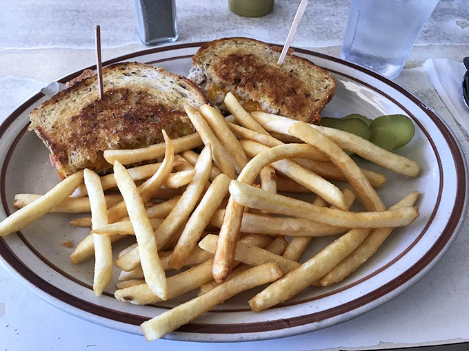 This tuna melt demonstrates that even simple sandwiches become extraordinary when crafted with care and served with crispy fries.
