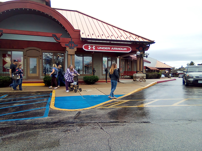 Under Armour's distinctive storefront welcomes fitness enthusiasts and comfort-seekers alike, promising performance gear without the performance prices.