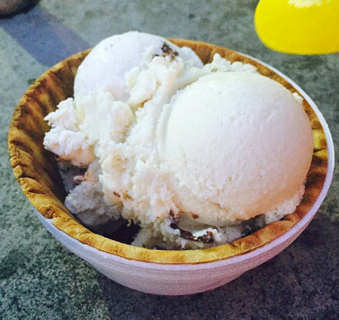 Vanilla ice cream in a waffle bowl&mdash;proof that sometimes the classics don't need reinvention, just exceptional execution.