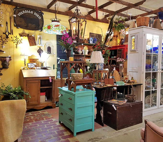 Sunshine yellow walls showcase an eclectic mix where farmhouse meets bohemian, proving that decorating rules were made to be beautifully broken.