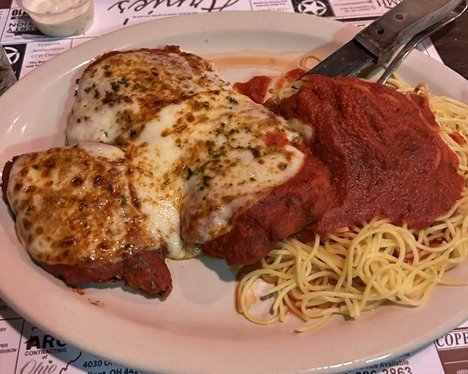 Italian night at a steakhouse? When the veal parm is this good &ndash; tender meat under a blanket of melted cheese &ndash; nobody's complaining about the detour.